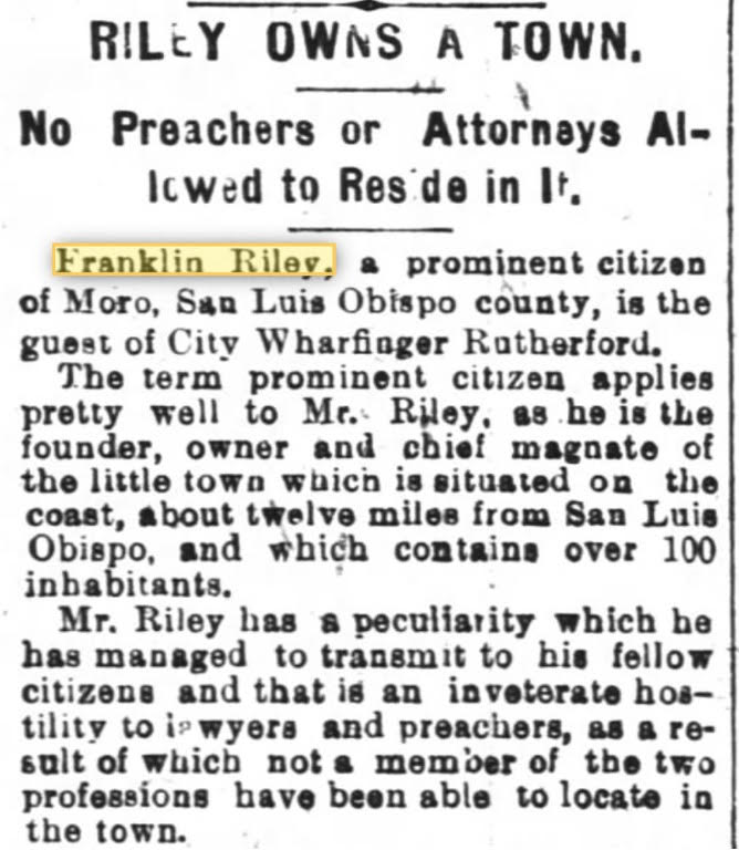 Franklin Riley – Historical Society of Morro Bay